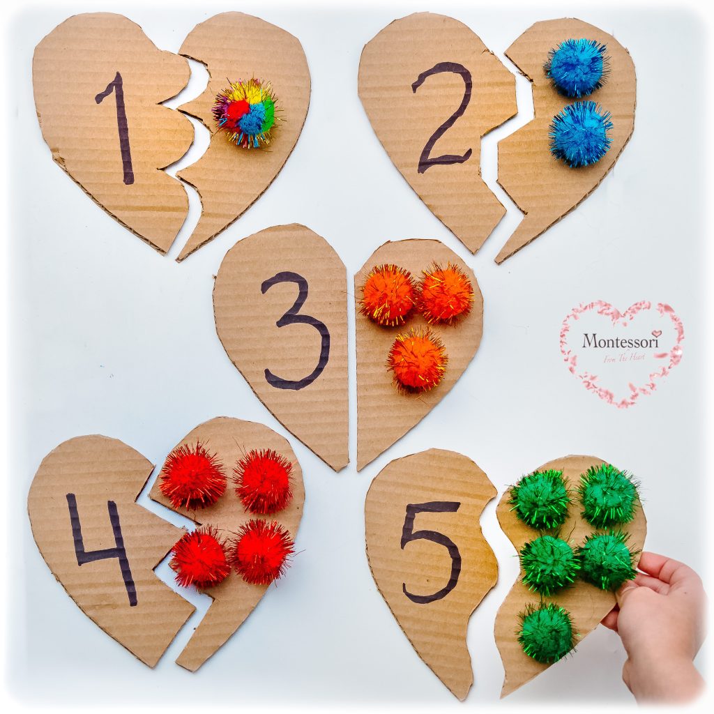 Make DIY Hearts Tactile Numbers Puzzle Math Boards | Montessori From ...