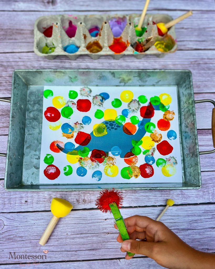 Dinosaur Silhouette Sponge-Printing Kids Arts and Crafts | Montessori ...
