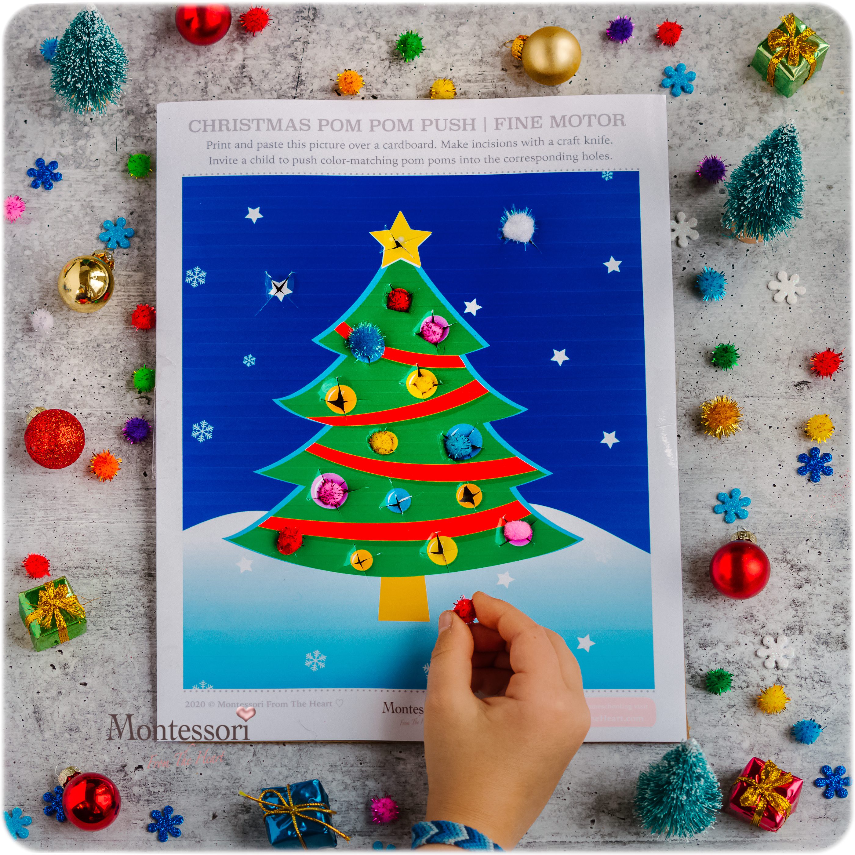 FREE Christmas Tree Mats Pom-Pom Push | Fine Motor Activity for Kids ...